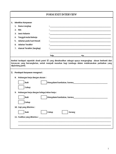 Form Exit Interview Karyawan Pdf