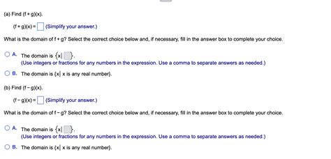 Solved For The Given Functions F And G Complete Parts