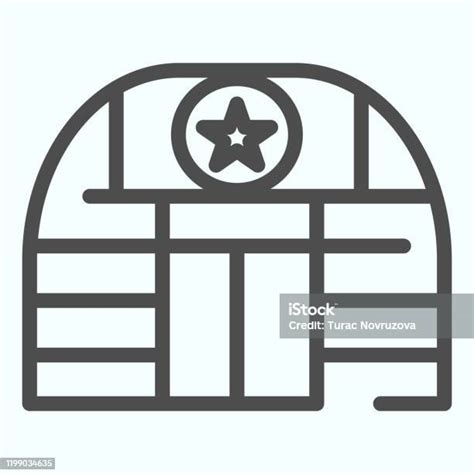 軍事基礎線圖示軍隊建築向量插圖隔離在白色上空軍基地大綱風格設計專為網路和應用而設計向量圖形及更多10號圖片 10號 車房 軍事基地