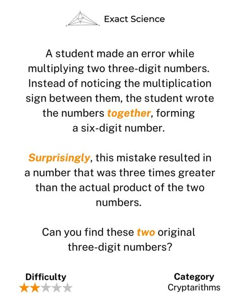 Mathpuzzle Numbermanipulation Problemsolving Exactscience