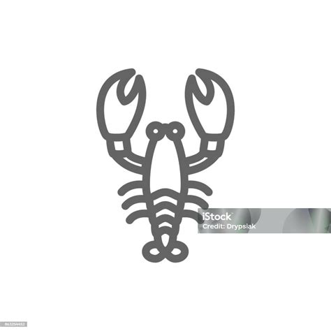 간단한 새우 라인 아이콘입니다 기호와 기호 벡터 일러스트 레이 션 디자인 편집 가능한 선입니다 흰색 배경에 고립 갈고리 발톱에 대한 스톡 벡터 아트 및 기타 이미지 Istock