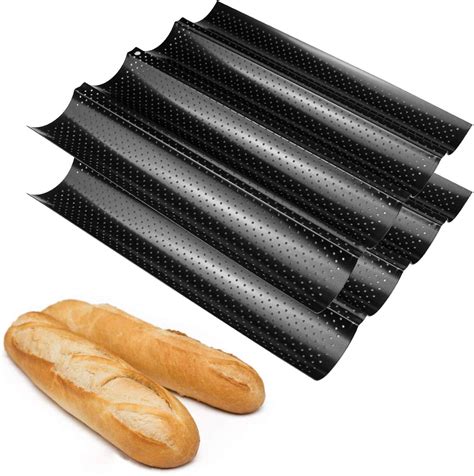Set Of 2 French Bread Baking Pan Nonstick Perforated Baguette Pan 4