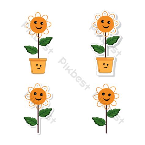 Cartoon Flower Sticker Clipart Png Images Vector Png Images Eps Free