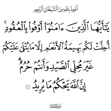يَا أَيُّهَا الَّذِينَ آمَنُوا أَوْفُوا بِالْعُقُودِ ۚ أُحِلَّتْ لَكُم