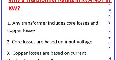 Why Transformer Rating In KVA And Why Not In KW