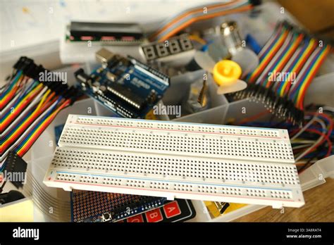 Electronics Components Breadboard In Box With Jumper Wires And
