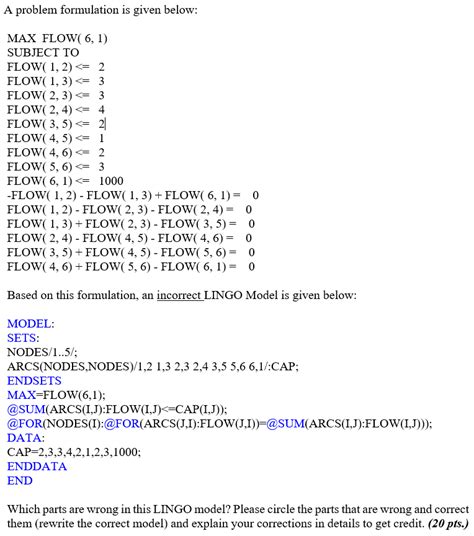 A Problem Formulation Is Given Below MAX FLOW Chegg Com