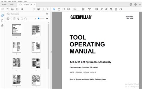 Caterpillar 178 3704 Lifting Bracket Assembly Tool Operating Manual Pdf