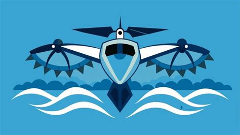 Las Alas Metidas En Un Evtol Se Ciernen Justo Por Encima De Las Olas