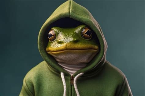 Premium Ai Image A Frog In A Hoodie With A Hoodie That Saysfrogon