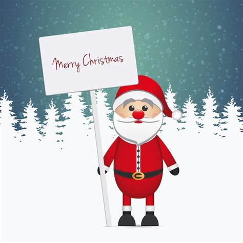 Premium Vector Santa Claus Hold Sign Merry Christmas