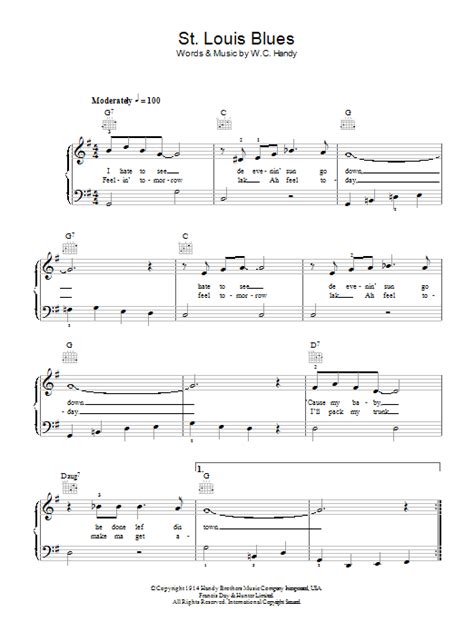 Wc Handy St Louis Blues At Stantons Sheet Music