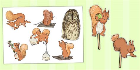 The Tale Of Squirrel Nutkin Stick Puppets Teacher Made