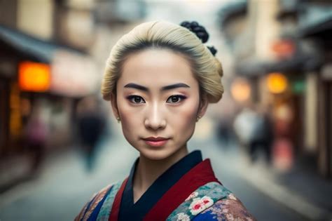 Premium Ai Image Portrait Of A Japanese Woman In National Clothes
