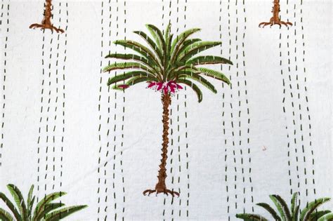 Indian Kantha Quilt Block Printed Kantha Blanket Cotton Kantha