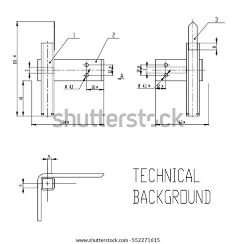 Engineering Drawing Modern Mechanics Blueprints Vector Stock Vector