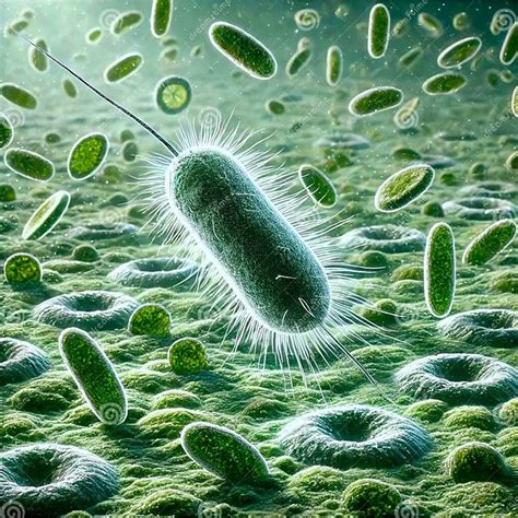 Microbial World Bacteria And Cilia Hairs In Organic Landscape Stock