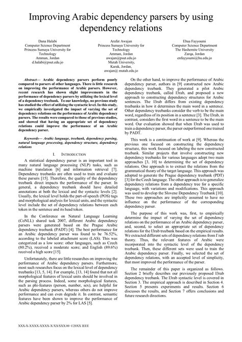 Pdf Improving Arabic Dependency Parsers By Using Dependency Relations