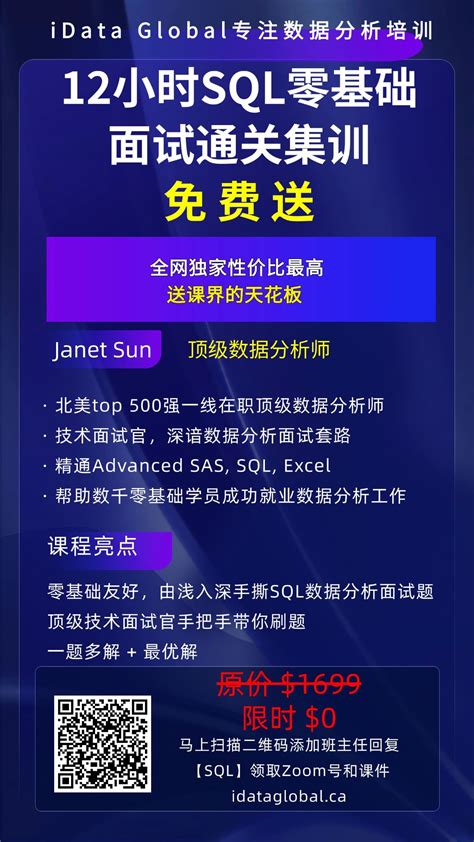 数据分析师sql Interview面试通关12小时免费学习 Idata Global