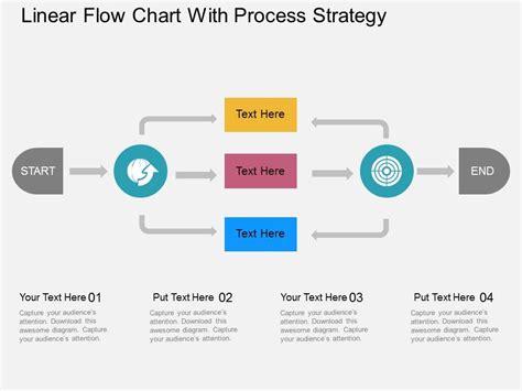 Linear Flow Chart With Process Strategy Flat Powerpoint Design PowerPoint Templates