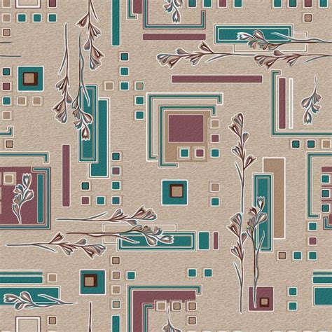 Abstract Pattern With Squares Rectangles And Leaves