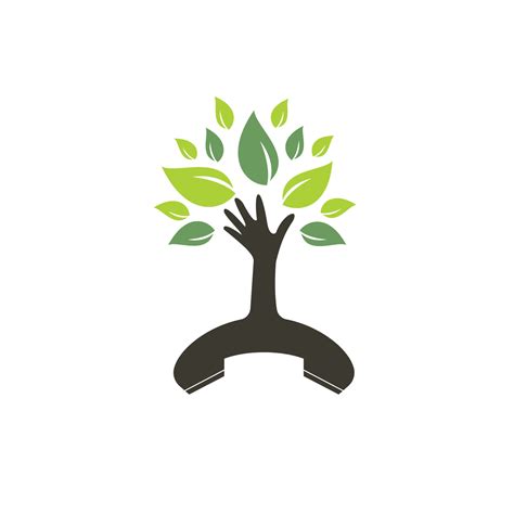 Nature Call Vector Logo Design Handset And Hand Tree Icon Design