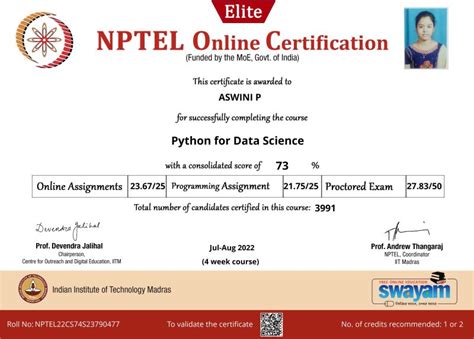 Datascience Python Nptel Aswini P