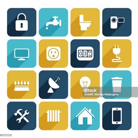 유틸리티 아이콘이 설정됩니다 벡터 일러스트 스타일은 평평한 상징적 인 색상 기호입니다 물에 대한 스톡 벡터 아트 및 기타 이미지 물 아이콘 연료 및 전력 생산