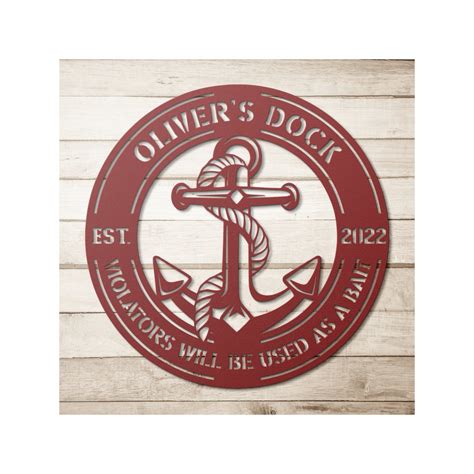 Custom Metal Dock Anchor Name Sign Personalized Ship Anchor Wall Art