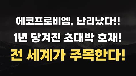 에코프로비엠 주가 에코프로비엠 난리났다 1년 당겨진 초대박 호재 전 세계가 주목한다 에코프로 에코프로비엠 에코프로주가전망에코프로비엠주가전망 2차전지2차전지