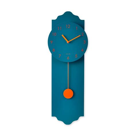 Modern Pendulum Wall Clock Blue Orange Moma Design Store