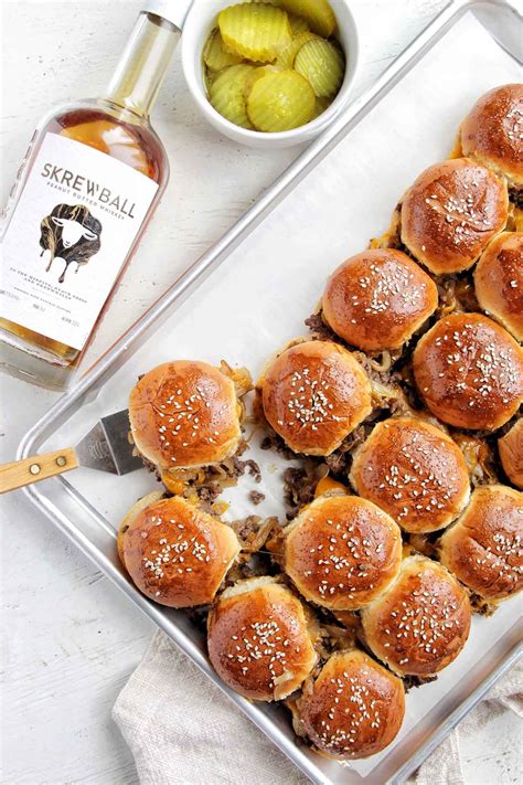 Whiskey Sheet Pan Sliders Homebody Eats