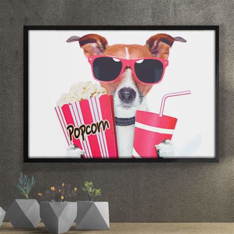 Quadro Decorativo Cachorro No Cinema 24x34cm Elo7