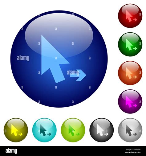 Arrow Cursor Right Solid Icons On Round Glass Buttons In Multiple