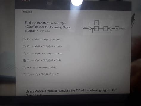 Find The Transfer Function T S C S R S For The Following Block Diagram 2 Points T S G3