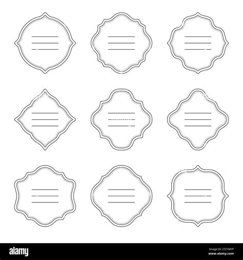 Frame Label Sticker Shape Template Editable Stroke Black Line Set