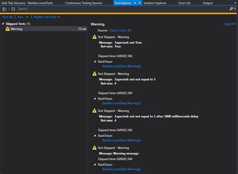 Nunit Warning Messages And Assertions Are Ignored And No Output Is
