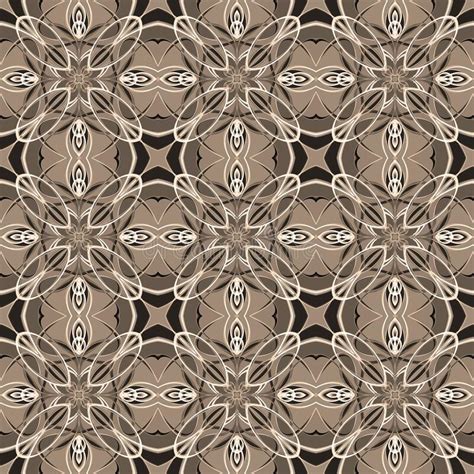 Seamless Abstract Geometric Floral Monochrome Surface Pattern Stock