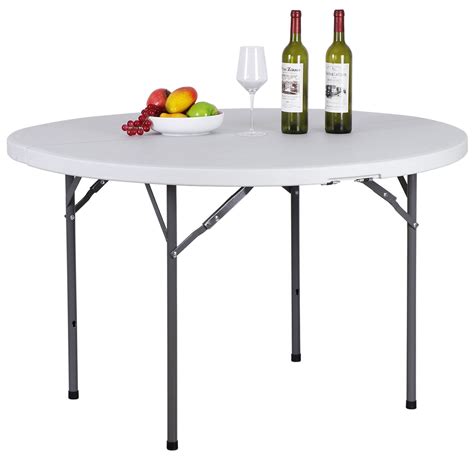 Rong 3 Folding Table Plastic Card Table Circle Dining Table Heavy Duty