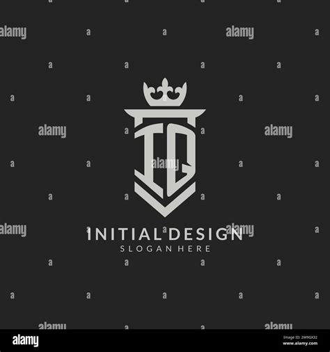 Initial Iq Shield And Crown Logo Style Vector Graphic Stock Vector