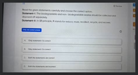 Read The Given Statements Carefully And Choose The Correct Option Statem