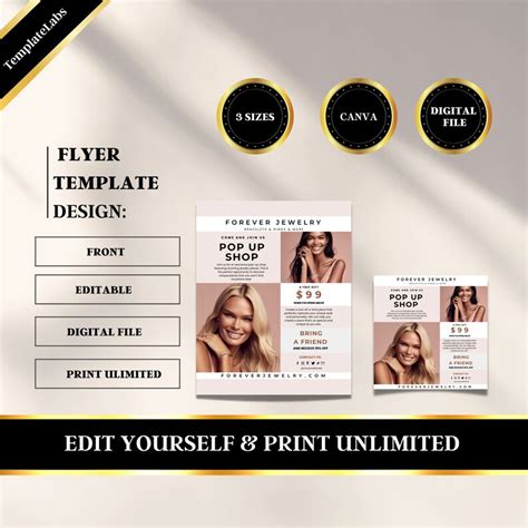Permanent Jewelry Pop Up Flyer Permanent Jewelry Printable Pop Up Shop Flyer Template Flyer