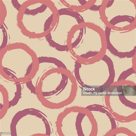 옅은 베이지 색 배경에 분홍색과 보라색 원과 매끄러운 패턴 직물 배경 옷 포장지 웹 사이트 및 벽지에 대한 벡터 디자인 패션 일러스트매끄러운 패턴 0명에 대한 스톡 벡터