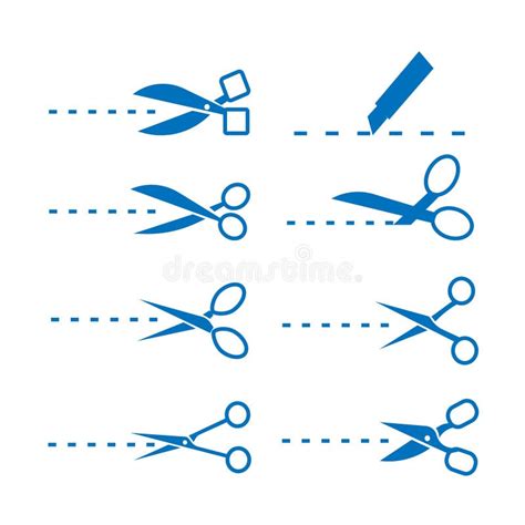 Icono De Corte De Papel Con Línea De Puntos Tijeras Vectoriales Con
