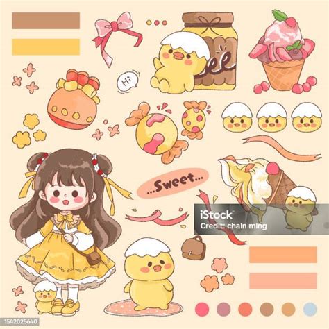 Gadis Imut Anime Dengan Cewek Dan Gurun Ilustrasi Stok Unduh Gambar