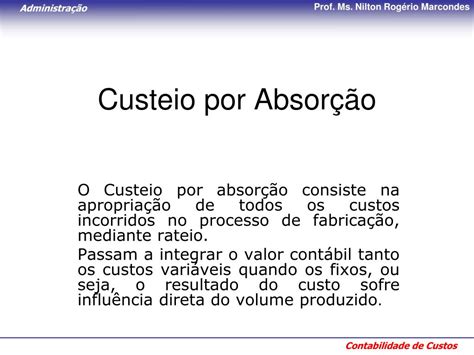 PPT MÉTODOS DE CUSTEIO PowerPoint Presentation free download ID