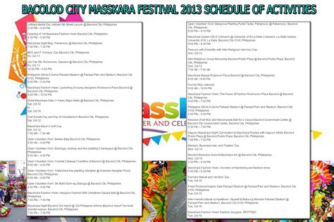 Bacolod City Masskara Festival 2013 Schedule Of Activities Attracttour