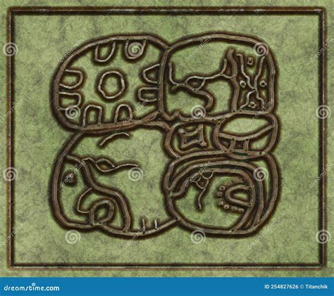 Glyphs Symbol Hieroglyphic Mayan Coinage On Metal 3d Illustration