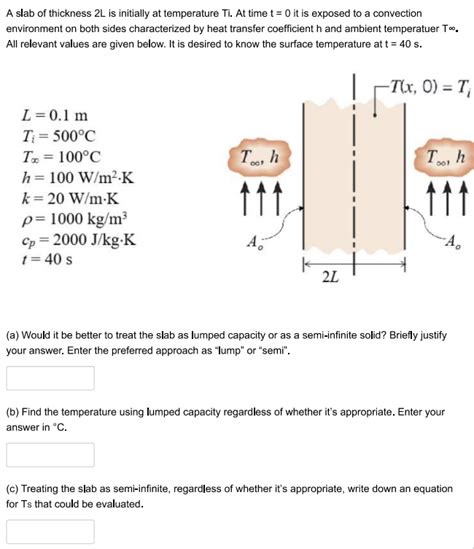 Solved A Slab Of Thickness L Is Initially At Temperature Chegg