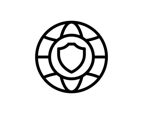 Global Network Security Line Icon World Protection Linear Style Sign